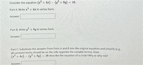 Solved Consider The Equation X2 4x Y2 8y 16 Part A