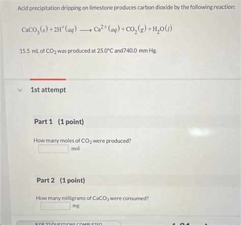 Solved Acid Precipitation Dripping On Limestone Produces