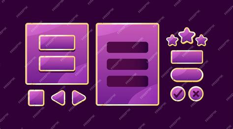 Premium Vector Set Of Golden Purple Game Ui Board Pop Up And Button For Gui Asset Elements