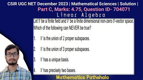Csir Ugc Net December 2023 Mathematical Sciences Linear Algebra