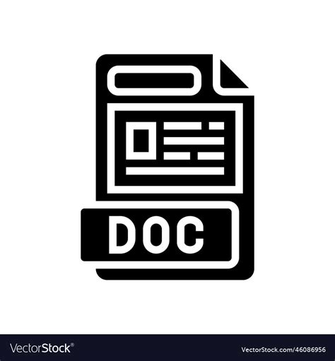 Doc File Format Document Glyph Icon Royalty Free Vector
