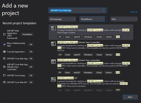There Is No Core Web Application In Vs 2019 Microsoft Qanda