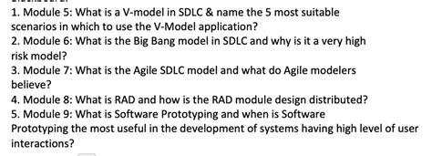 Solved Module 5 What Is A V Model In Sdlc Name The 5 Most Suitable