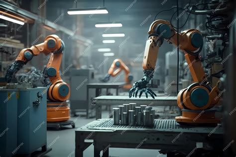 Premium Ai Image Industrial Robotic Arms Production Line Futuristic Automated Artificial