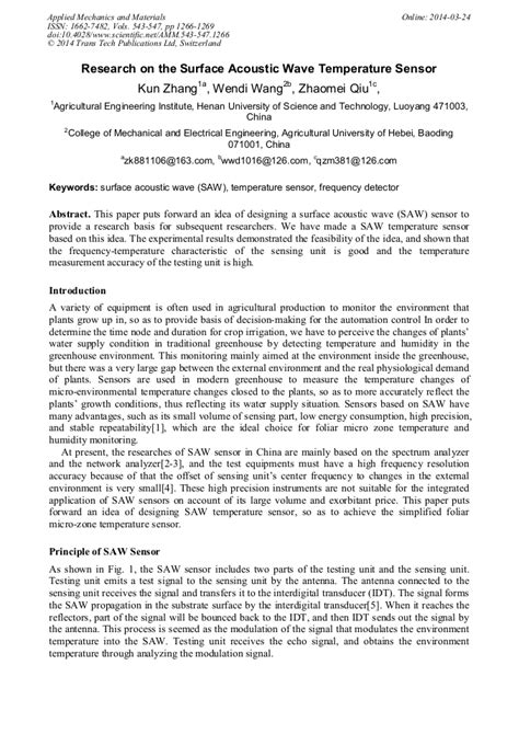 Research On The Surface Acoustic Wave Temperature Sensor Scientificnet