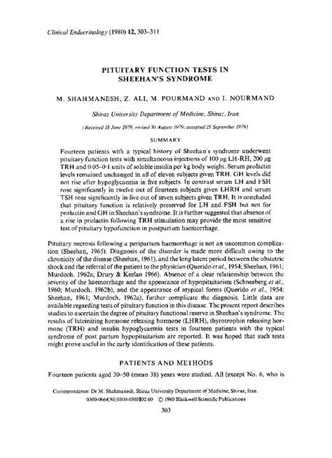 Pdf Pituitary Function Tests In Sheehans Syndrome Dokumen Tips