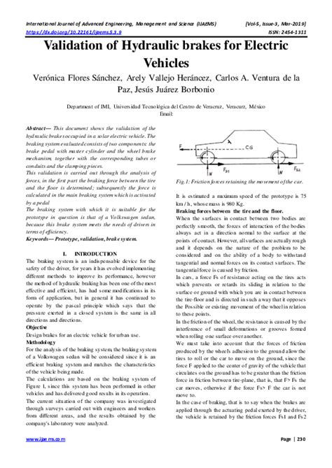 Pdf Validation Of Hydraulic Brakes For Electric Vehicles