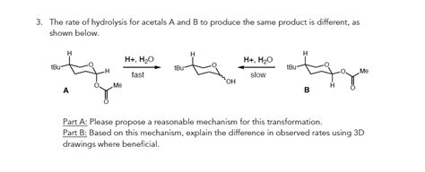 Solved The Rate Of Hydrolysis For Acetals A And B To Chegg Com