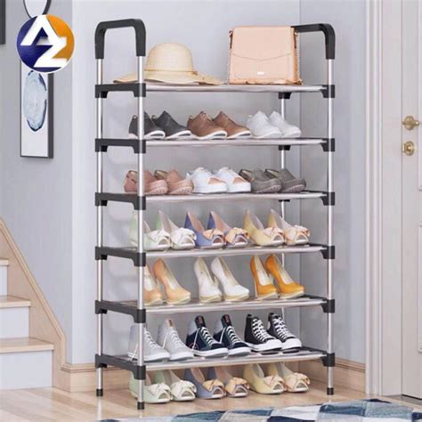 ☆aizzy Shop☆ 6 Layer Shoe Rack Tier Colored Stainless Steel Stackable