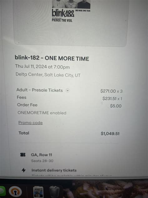 1 050 For Blink 182 Three Ga Pit Tickets On A Thursday Hard Pass 7