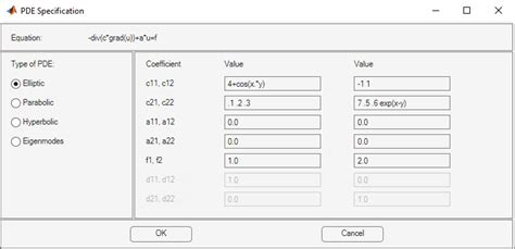 Specify Coefficients In Pde Modeler App