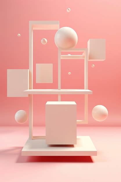 기하학적 모양의 3d 렌더링 조각 Ai 생성 이미지