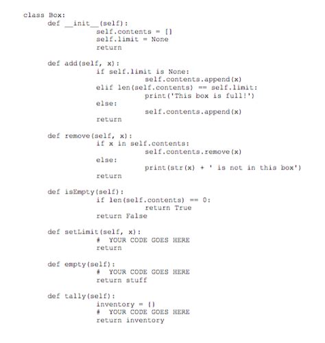 Solved Class Box Def Init Self Self Contents Self Chegg