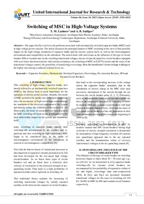 Pdf Switching Of Msc In High Voltage Systems