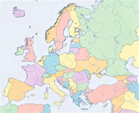 Mapa De Europa Político Y Físico Mudo Y Con Nombres Países