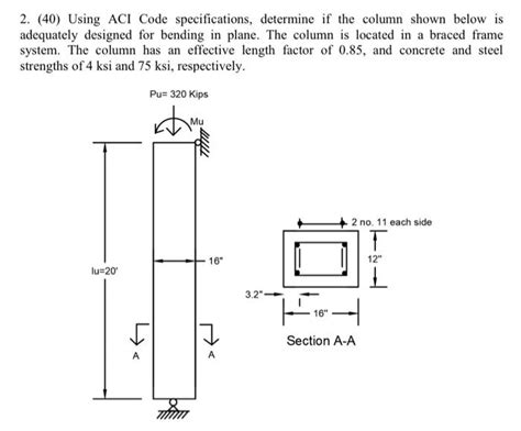 Solved Using ACI Code Specifications Determine If Chegg Com