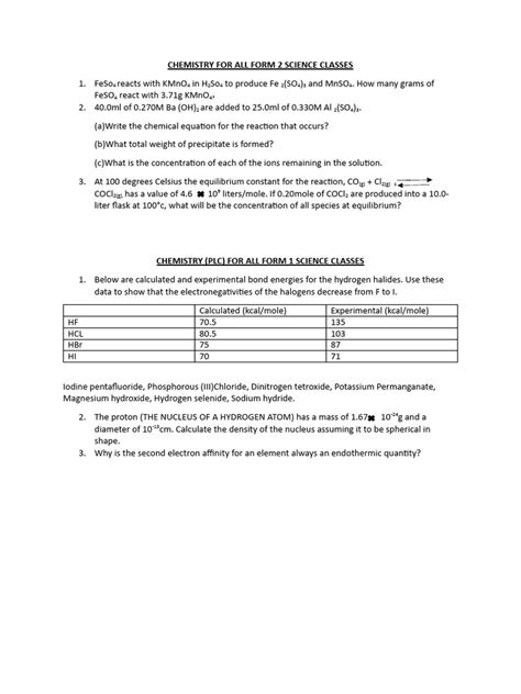 Chemistry For All Form 2 Science Classes Pdf