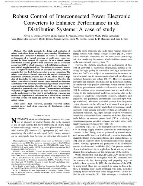 Pdf Robust Control Of Interconnected Power Electronic Converters To Enhance Performance In Dc