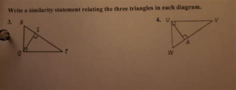 solved write a similarity statement relating the three