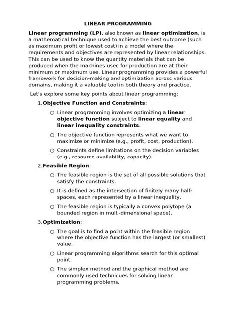 Linear Programming 1 Pdf Linear Programming Mathematical Optimization