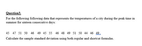 Solved Question3 For The Following Following Data That