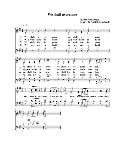 We Shall Overcome Sheet Music For Vocals Choral