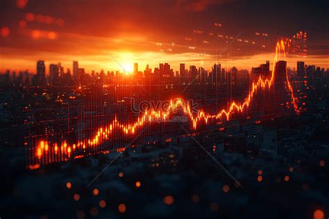 시티 스카이라인 주식 시장 상승 추세 차트 배경 사진 및 창의적인 일러스트 무료 다운로드 Lovepik