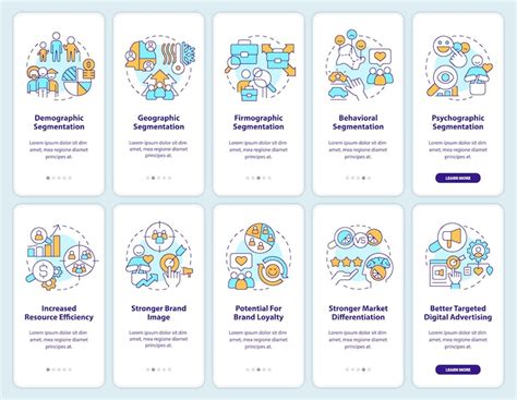 Premium Vector Market Segmentation Onboarding Mobile App Screen Set