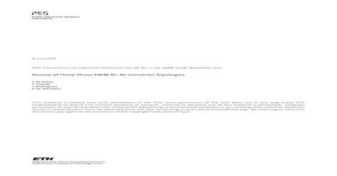 Pdf Review Of Three Phase Pwm Ac Ac Converter Topologies · Pdf File4988 Ieee Transactions On
