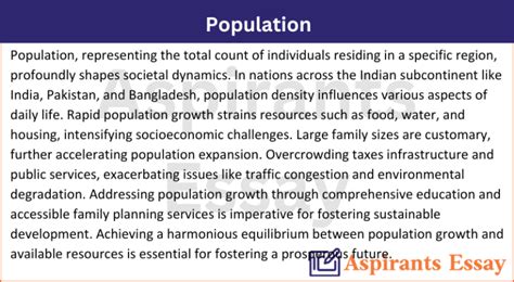 Paragraph On Population In English 100 150 200 250 Words