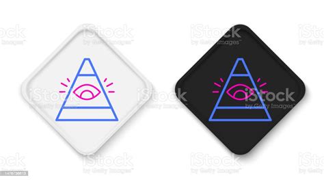 라인 메이슨은 흰색 배경에 고립 된 하나님 아이콘의 모든 눈을 상징한다 삼각형에 프로비던스의 눈 다채로운 개요 개념 벡터 Freemasons에 대한 스톡 벡터 아트 및 기타