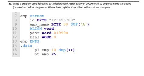 Solved 31 Write A Program Using Following Data Declaration