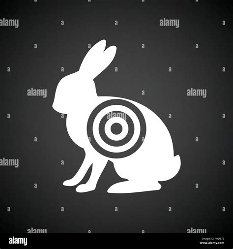 Hare Silhouette With Target Icon Black Background With White Vector Illustration Stock Vector