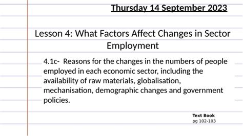 Igcse Edexcel Geography Economic Activity Lesson 4 What Factors Affect