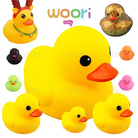 Woori 작은 노란색 오리 짜기 소리 목욕 장난감 부드러운 고무 플로트 귀여운 오리 놀이 목욕 크리스마스 선물 어린이 아기