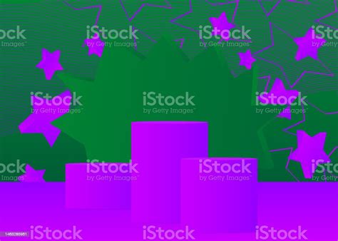 보라색과 녹색 모형 제품 디스플레이 추상 실린더 받침대 연단 벡터 3d 룸 프레젠테이션을 위한 미래 공상 과학 무대 쇼케이스 0명에 대한 스톡 벡터 아트 및 기타 이미지