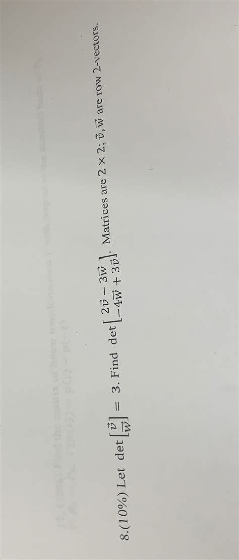 Solved Let Det Vec V Vec W Find Chegg Com
