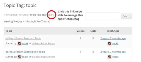 topic tags · bbpress codex