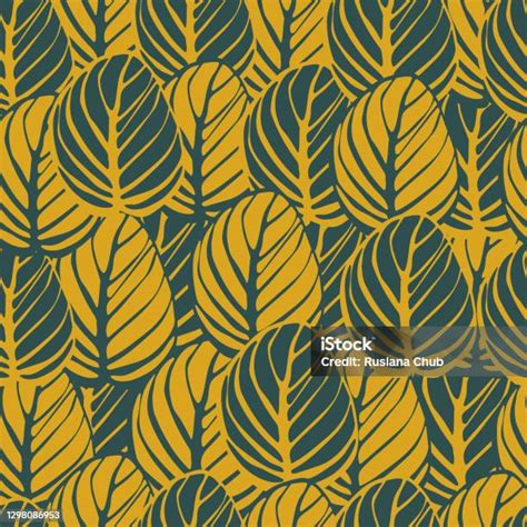 스트라이프 큰 잎의 매끄러운 패턴 섬유 직물 침대 린넨 포장지 커버 벽지에 인쇄하기위한 템플릿 벡터 그림입니다 0명에 대한 스톡 벡터 아트 및 기타 이미지 Istock