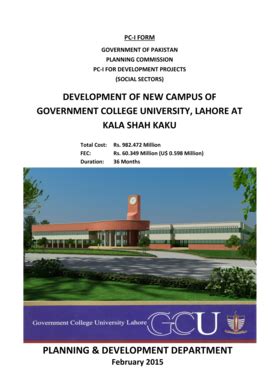 PCI FORM GOVERNMENT OF PAKISTAN PLANNING COMMISSION PCI FOR DEVELOPMENT PROJECTS SOCIAL SECTORS