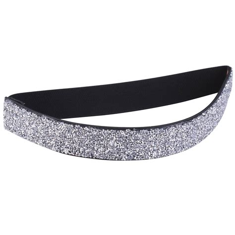 Women Wide Waist Belt Sparkling Rhinestones Elastic Belt Decorative