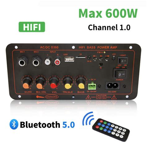 Bluetooth Audio Amplifier Board 600W 300W Subwoofer Dual Microphone Module For 8 Ohms