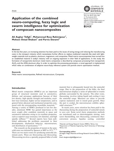 Pdf Application Of The Combined Neuro Computing Fuzzy Logic And