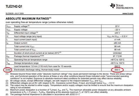 Tle2142 Ti Parts Without Esd Information On Datasheet Amplifiers Forum Amplifiers Ti E2e