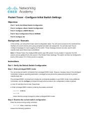Packet Tracer Configure Initial Switch Settings Pdf Packet Tracer Configure Initial