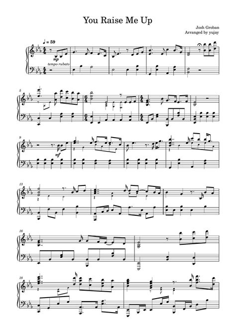 Josh Groban You Raise Me Up Sheets By Yujay