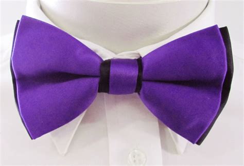 Mens Bow Tie Extra Fancy Purple Over Black Two Colored Fabric Etsy