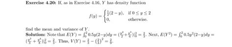 Solved Exercise 420 If As In Exercise 416 Y Has Density
