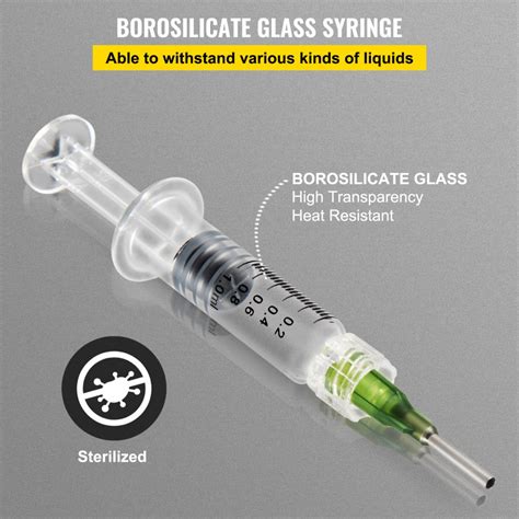 Vevor Borosilicate Glass Luer Lock Syringe 1ml 100 Pcs Reusable Glass