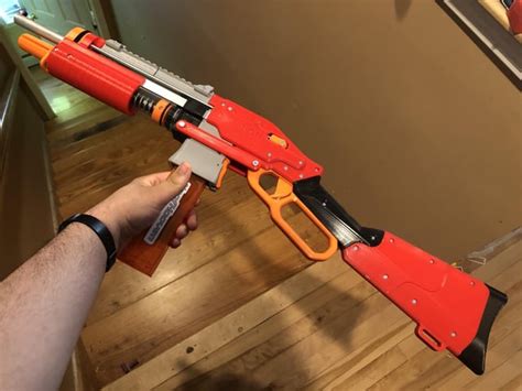 My Homemade Nerf Blaster Design Called The Slab Sillys Lever Action Blaster 3d Printed Hits